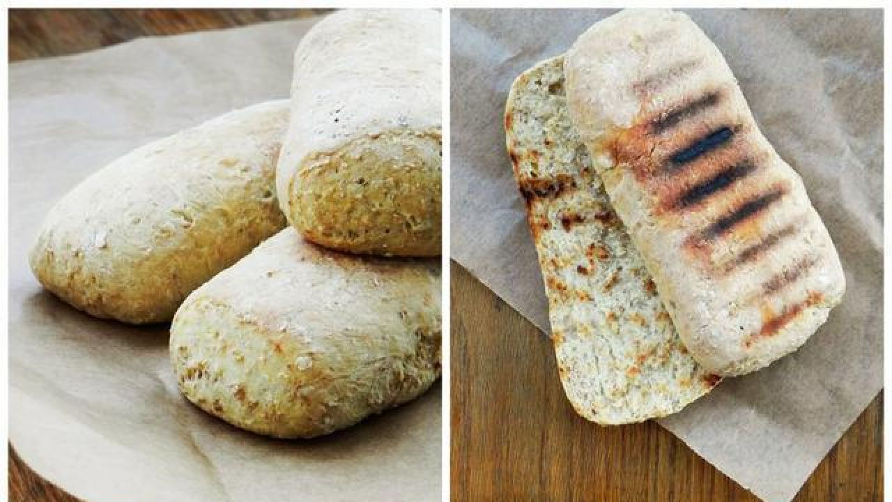 Przepis - Bułki z otrębami a'la grahamki-na panini przepis - Gotujmy.pl